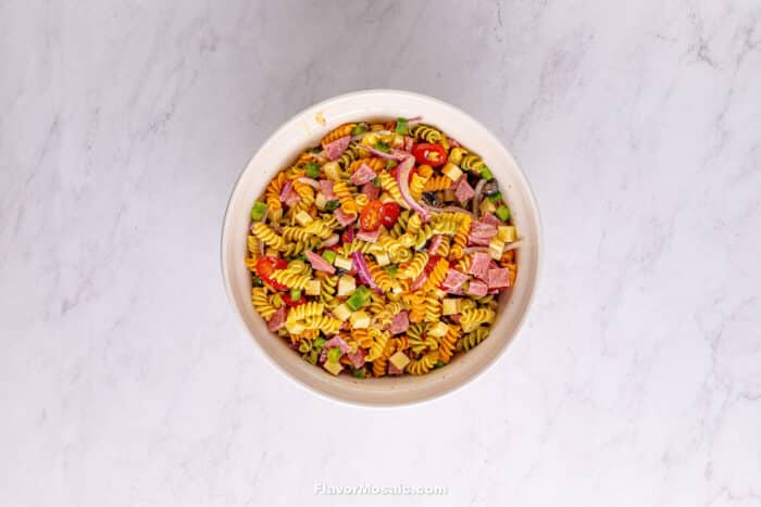 Tri Color Rotini Pasta Salad - Flavor Mosaic