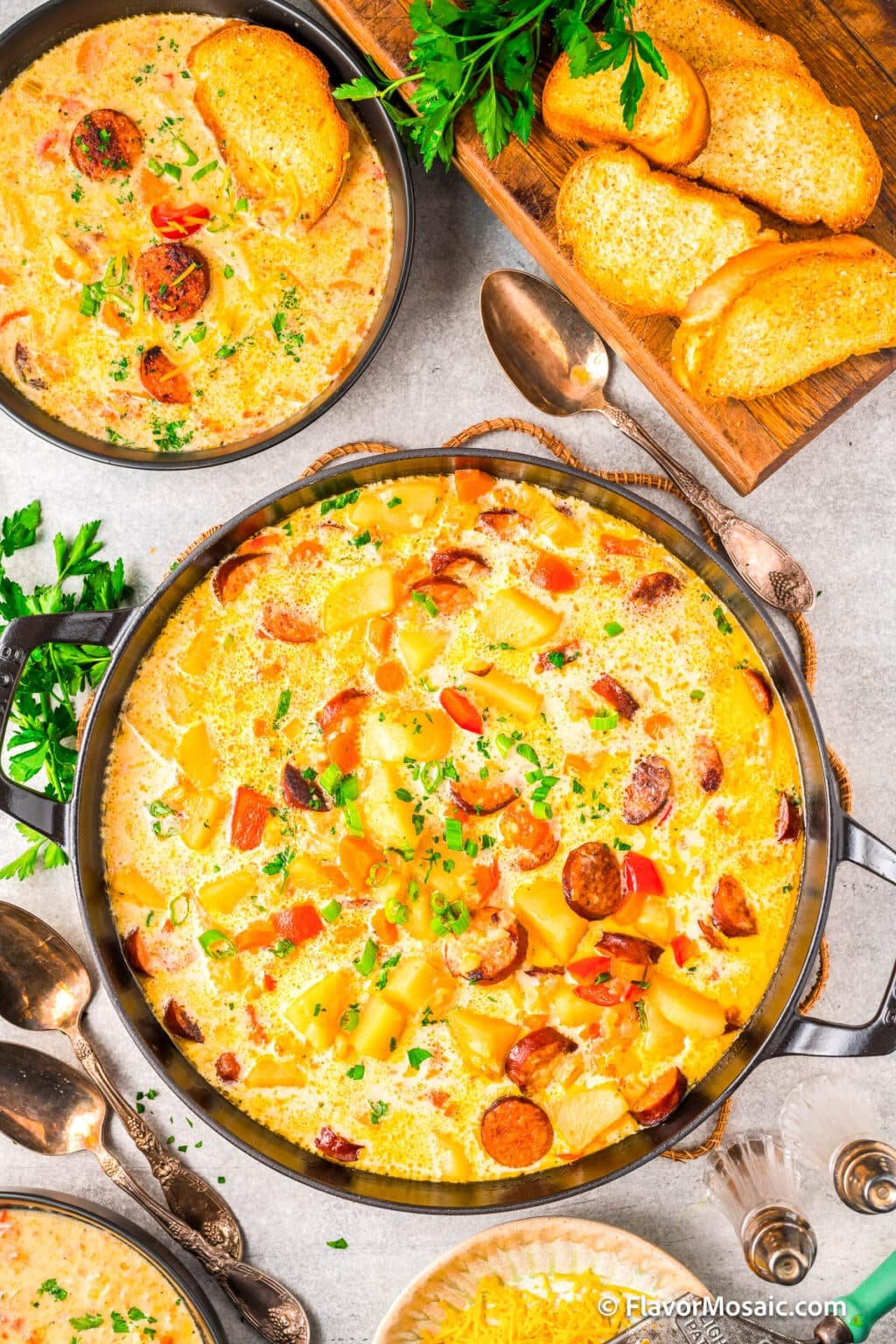 Creamy Crockpot Cajun Potato Soup (with Andouille Sausage) - Flavor Mosaic
