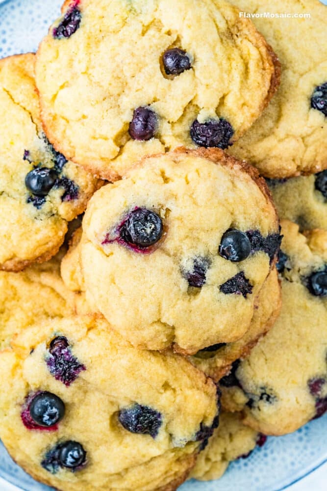 Sugar Coated Lemon Blueberry Cookies - Flavor Mosaic