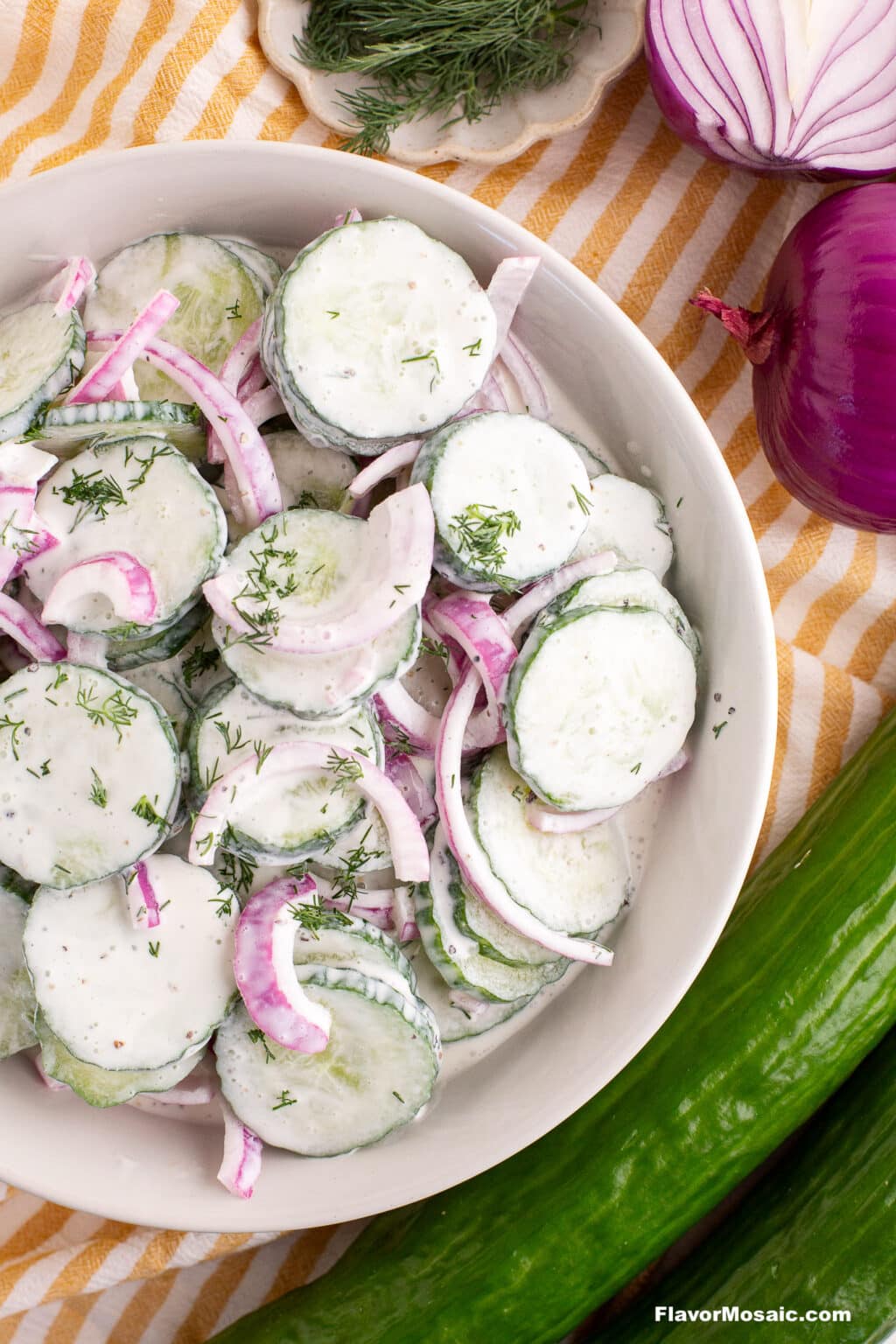 Creamy Cucumber and Onion Salad - Flavor Mosaic